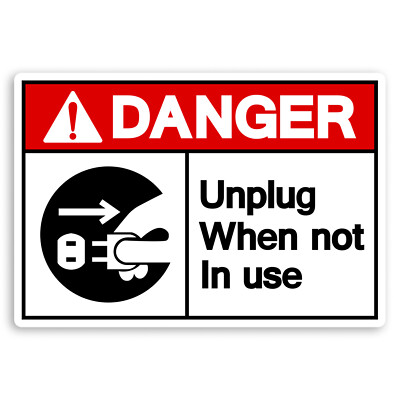 2 x 10cm Danger Unplug Sign Vinyl Stickers - H&S Office Workshop ...