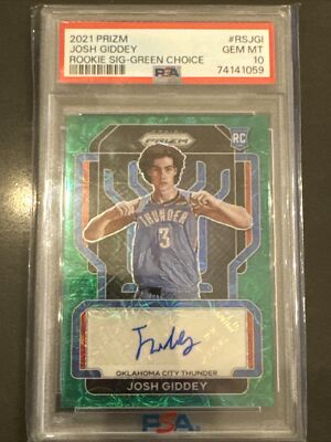2021 Prizm Josh Giddey Rookie Signatures Green Choice /8 PSA 10! Pop 1 ...