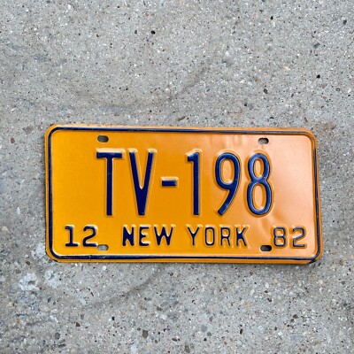 1982 New York Television License Plate TV 198 Vehicle Type NICE | eBay