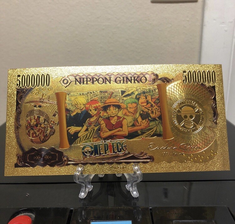 24k gold foil plated Blackbeard One Piece banknote Anime Collectible | eBay