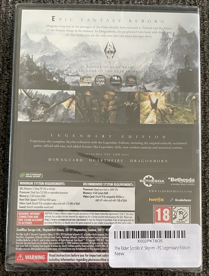 The Elder Scrolls V Skyrim - PC Legendary Edition NEW & SEALED | eBay