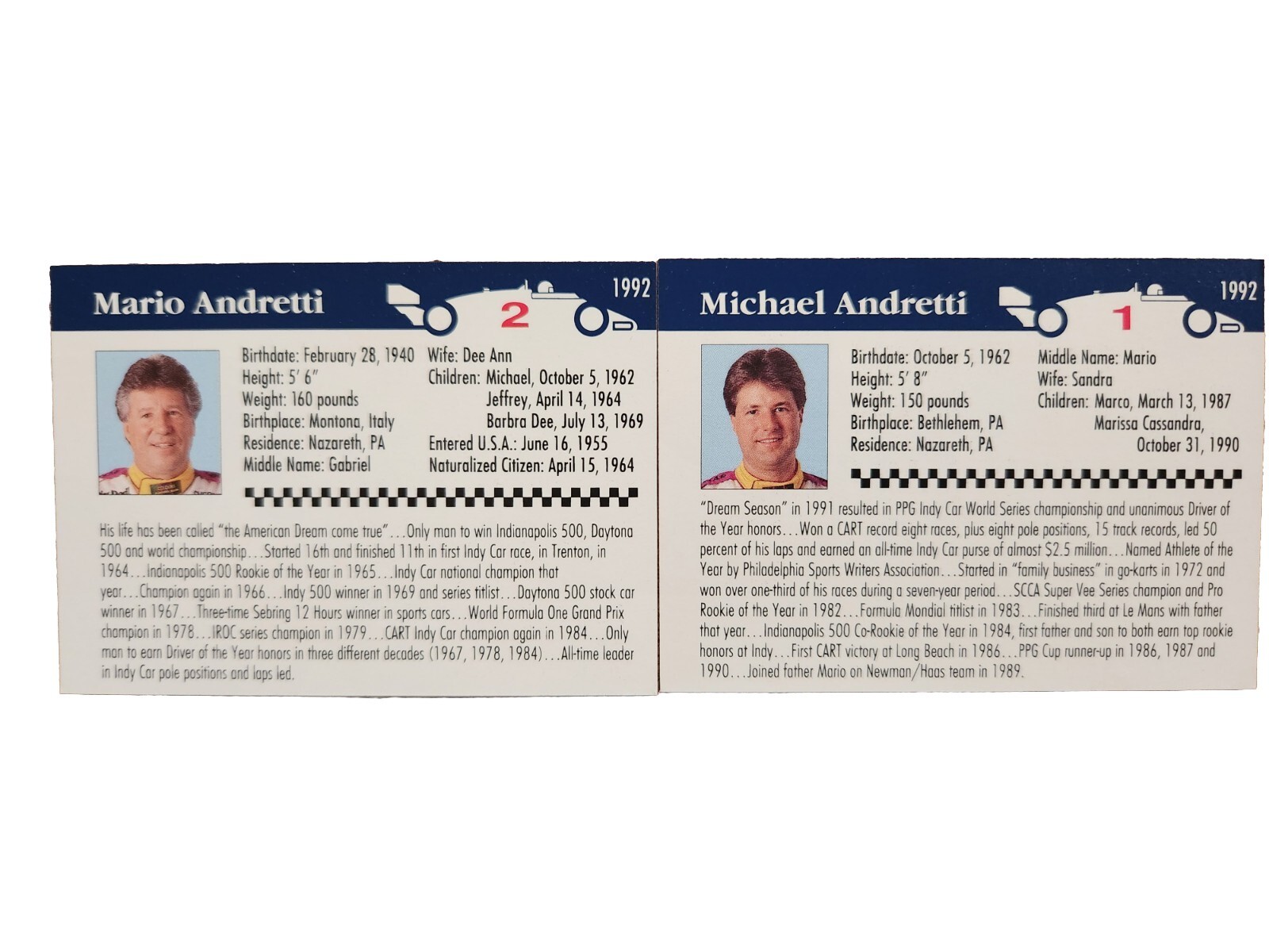 Mario Andretti and Michael Andretti K-Mart Indy Racing 2 Card Set ...