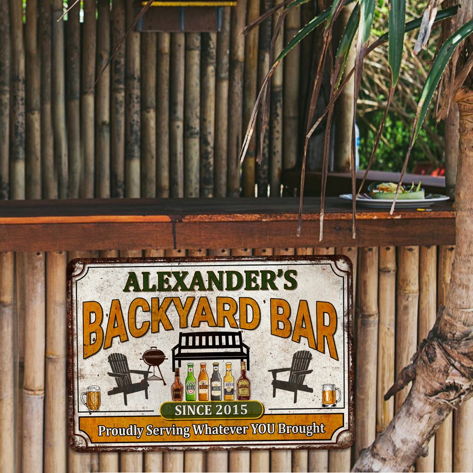 Custom Backyard Bar Sign Outdoor Bar Patio Decor Metal Beer Sign ...