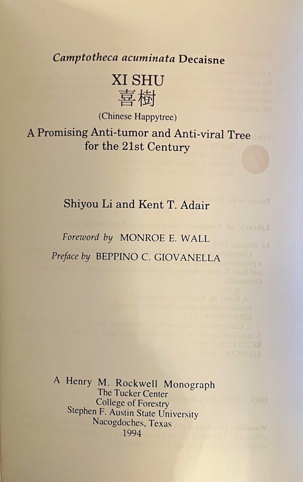 Camptotheca Acuminata Decaisne, Xi Shu [Hsi Shu] (Hardcover, 1994 ...