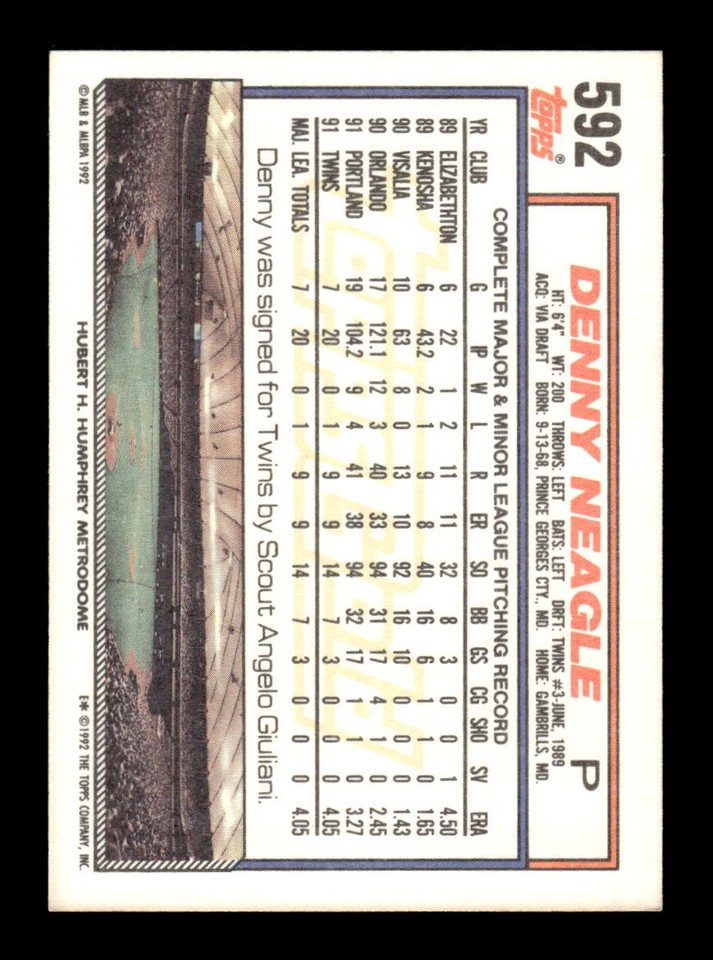 1992 Topps Gold Winners #592 Denny Neagle | eBay