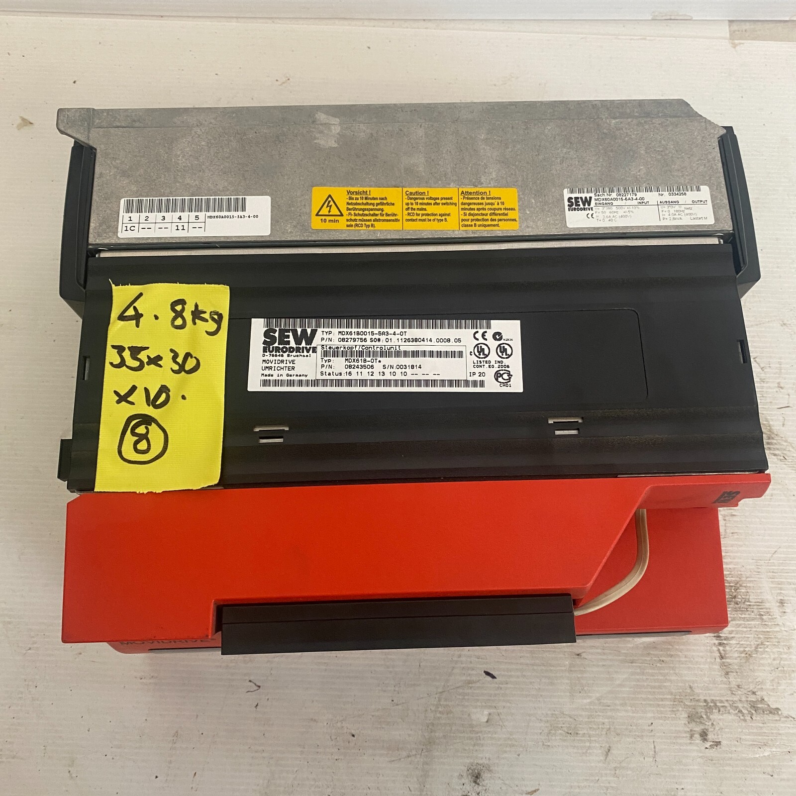 SEW EURODRIVE MOVIDRIVE MDX61B0015-5A3-4-0T 08279756 SERVO DRIVE VSD | eBay