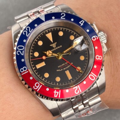 40mm Red Blue GMT Rotating Bezel Diver Sapphire Glass NH34A Automatic ...
