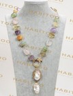 24'' Natural Multi-Color Gemstone Crystal Necklace Mabe Pendant | eBay