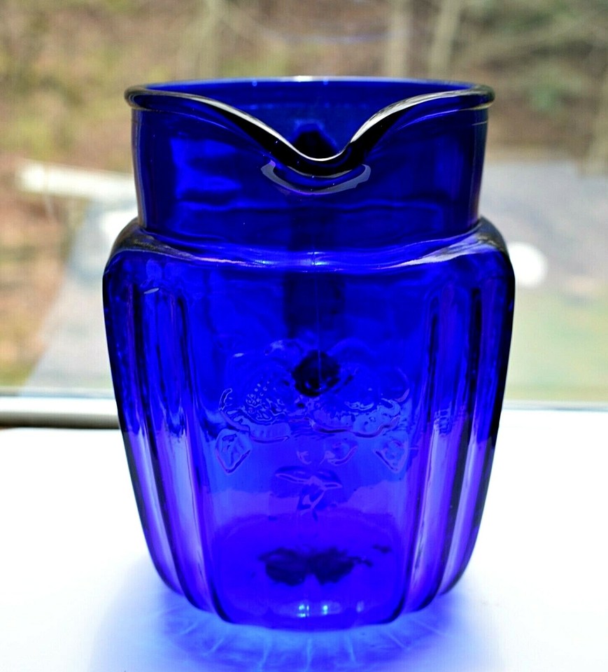 Vintage Cobalt Blue Glass Mayfair Pitcher Closed A | eBay