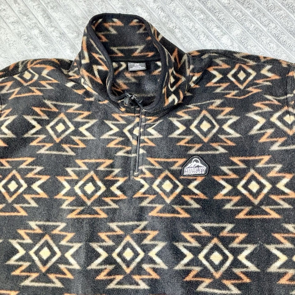 Hurley Men’s 2XL Aztec style Mesa Windchill Quarter Zip Pullover Fleece ...