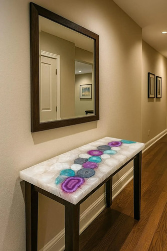Mix Agate Console Table | Luxury Handmade Gemstone Furniture for Home ...