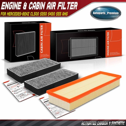 Engine & Cabin Air Filter for Mercedes-Benz CL500 CL55 AMG S350 S430 ...