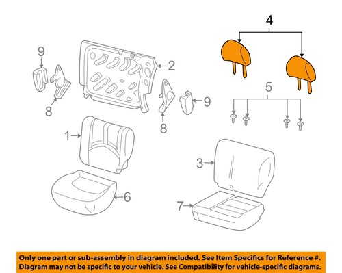 FORD OEM 03-04 Escape Seats Tracks Rear Seat Components-Headrest ...