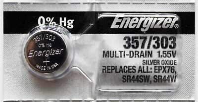 2PC Energizer 357 303 Silver Oxide D303 D357 D303/357 GS13 SR44SW ...