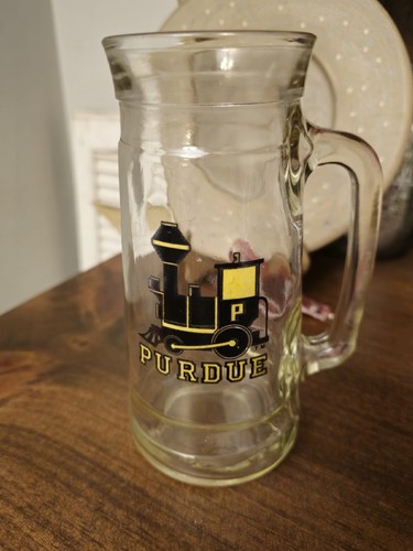 Vintage Purdue University Boilermakers Train Logo Glass Beer Stein Mug ...