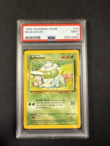 1999 Pokémon Base Set Unlimited Bulbasaur 44/102 PSA 9 MINT | eBay