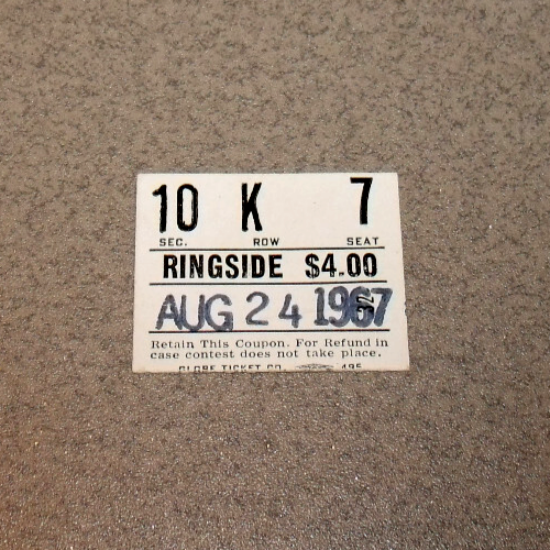 Hedgemon Lewis vs Carl Jordan 8/24/1967 Boxing Ticket Stub Cobo Arena ...