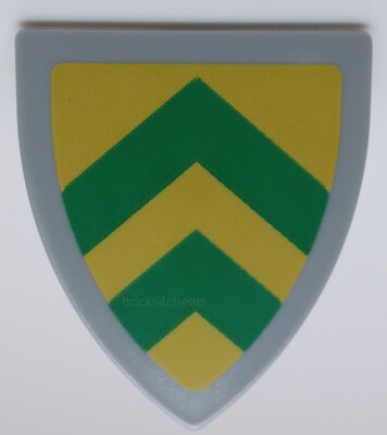 Lego Castle Light Bluish Gray Minifig Shield Triangular Green Chevrons ...