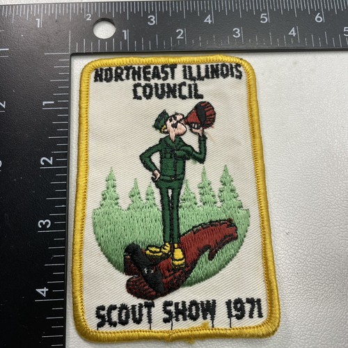 Vtg 1971 Cartoon Man NORTHEAST ILLINOIS COUNCIL SCOUT SHOW Boy Scouts Patch 31D9 | eBay