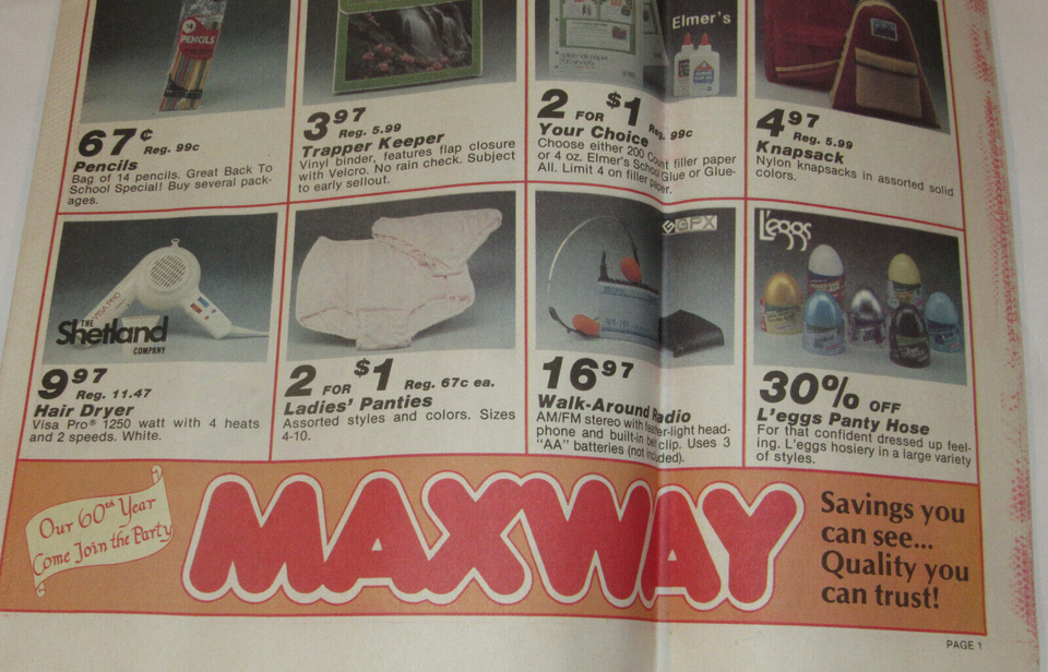 VTG 1983 MAXWAY DEPARTMENT STORE ADVERTISING FLYER! BACK-TO SCHOOL ...
