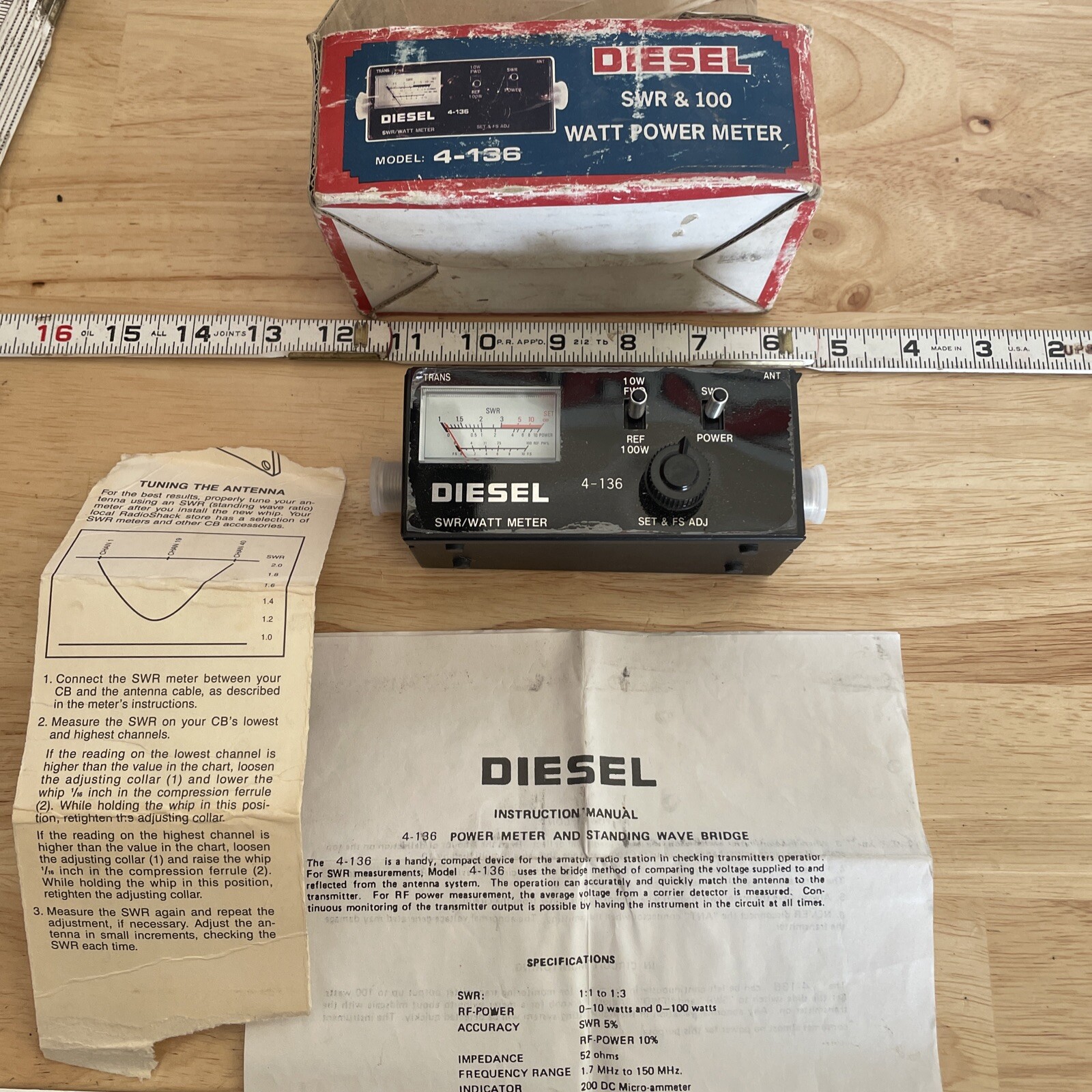 DIESEL SWR & 100 Watt CB Radio Power Meter Model 4-136 w/ Box and ...