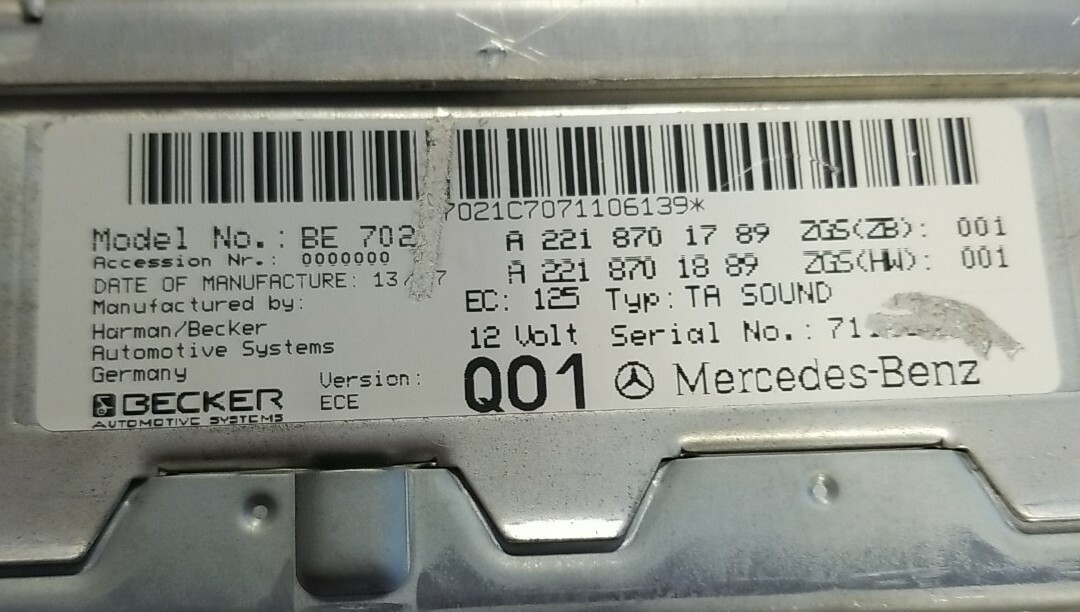 2007-2014 Mercedes CL600 S550 S600 Harman Becker Amplifier P/N: A 221 ...