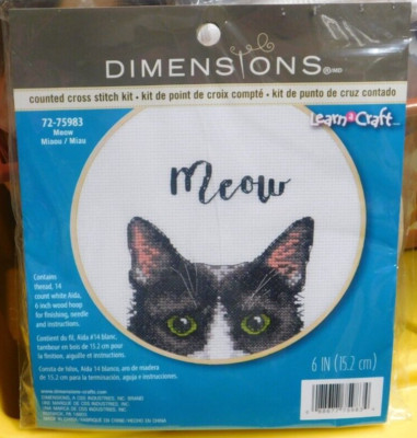 Dimensions Learn A Craft Counted Cross Stitch Kits Meow Cat | eBay