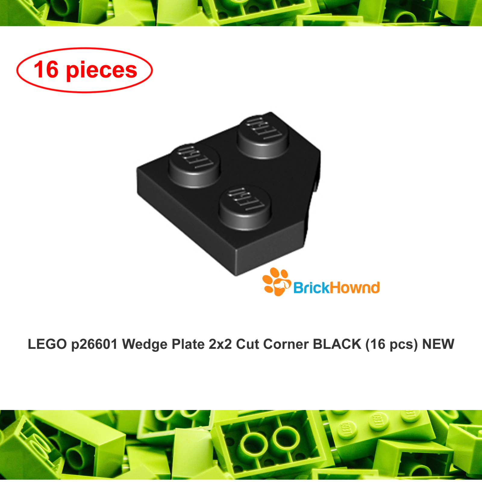 LEGO p26601 Wedge Plate 2x2 Cut Corner BLACK (16 pcs) NEW | eBay Australia
