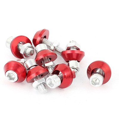 Auto Car License Plate Frame Hex Head Bolts Screw Fasteners Red 8pcs | eBay