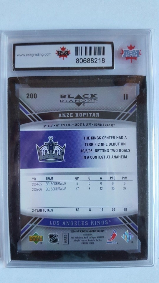 Anze Kopitar 2006-07 Black Diamond Rookie Hockey Card KSA Graded 9!! | eBay