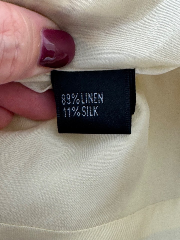 Lafayette 148 Gold Silk Linen Snakeskin Career Blazer Size 2P Neutral ...