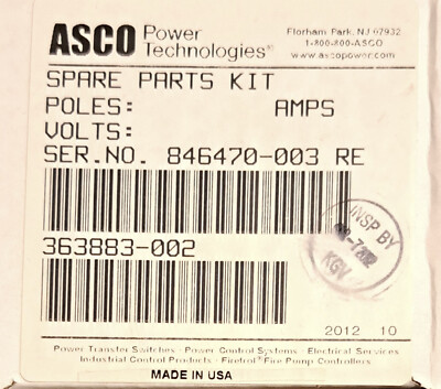ASCO 363883-002 / 363883002 AUXILIARY CONTACT KIT FOR 917 / 918 | eBay