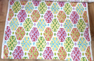VINTAGE 10 YARDS OF P/KAUFMAN GEOMETRIC IKAT FABRIC STAIN REPELLENT ...