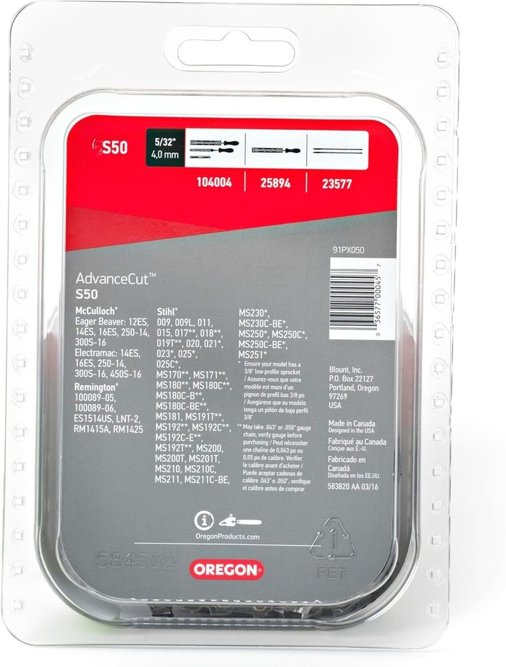Oregon S50 AdvanceCut Replacement Chainsaw Chain for 14-Inch Guide Bar ...