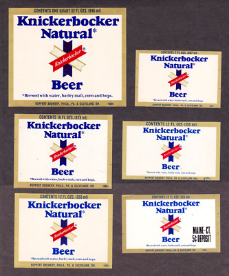 6 Diff. Knickerbocker Natural Beer Labels Ruppert Brewery Phila PA ...