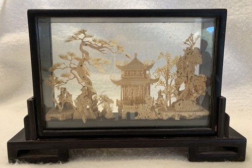 Chinese San You Diorama | 3D Cork Art w/ Glass Case | Intricate Pagoda ...