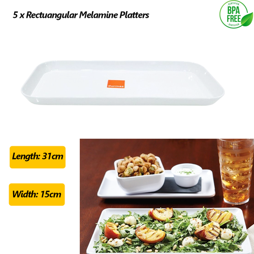 5PCS Melamine Platter Rectangle Food Snack Serving Tray Home Wedding ...