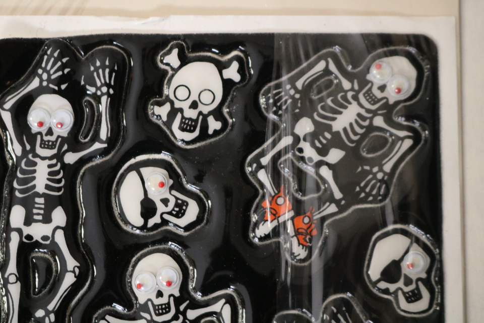 Hallmark vintage Halloween googly eye puffy skeleton stickers | eBay