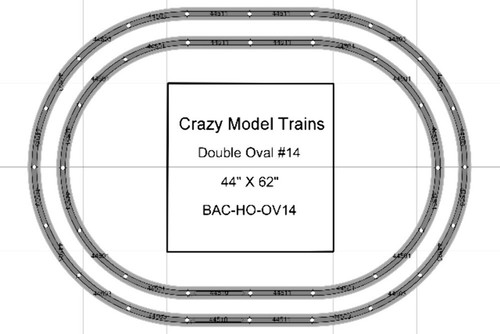 Bachmann E-Z Track HO Scale Double Oval #14 Basic Train Track Set - 44 ...