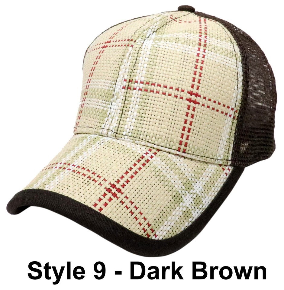 Men Women New Wicker Straw Woven Baseball Cap Curved Visor Summer Hat ...