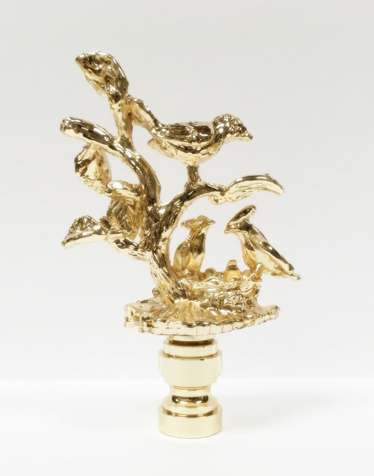 Lamp Finial-BIRDS IN BRANCHES-Polished Brass Finish, Highly detailed ...