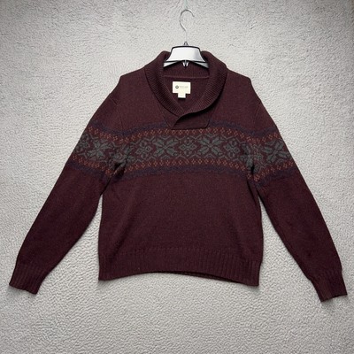 Haggar Sweater Mens Large Red Shawl Collar Wool Blend Pullover Knit ...