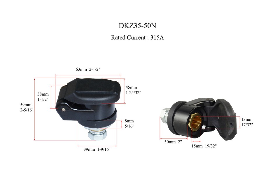 Quick Fitting Euro Style Cable Connector - Mounted Panel Socket 315Amp ...