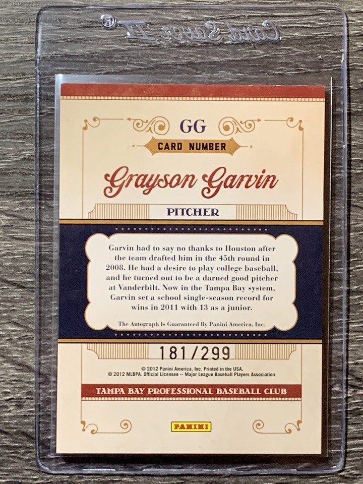 2012 Playoff Prime Cuts #GG: GRAYSON GARVIN Rookie RC #181/299 ...
