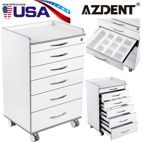 AZDENT Dental Storage 5 Drawers Mobile Utility Cart Medical Cabinet ...