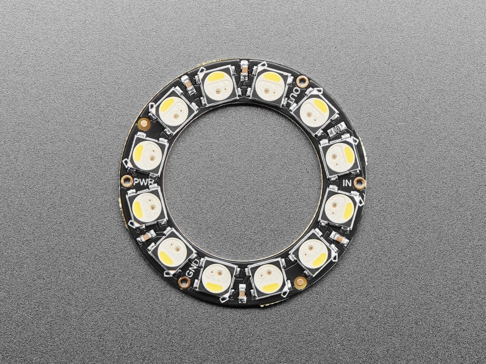 Adafruit Neopixel Ring, 12 RGBW Leds, Coldwhite ~ 6000K, 5050 SMD, 2853 ...
