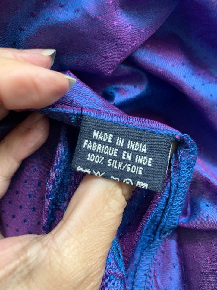 French Connection Blue/ Purple Silk Shimmer Shirt Womans Size M #187 ...
