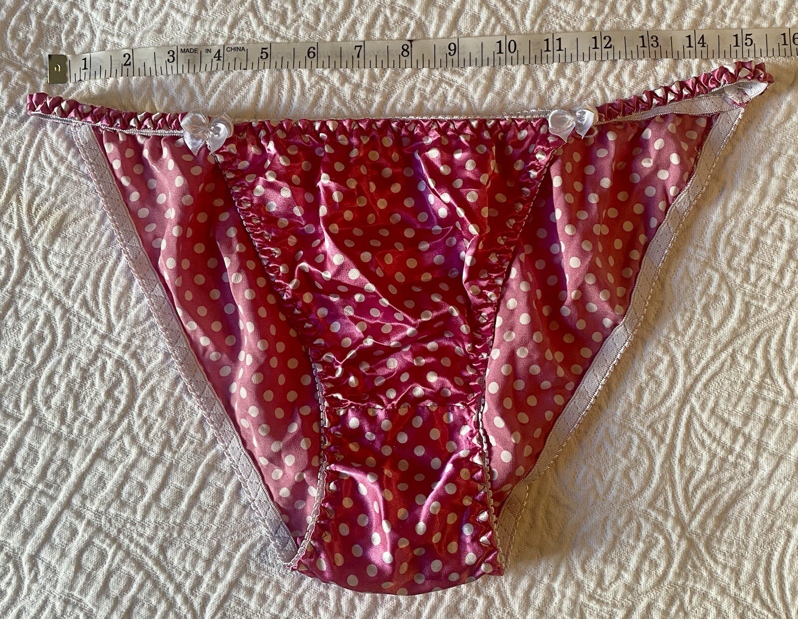 Jolie Satin String Bikini Polka Dot Panties 1x Gem