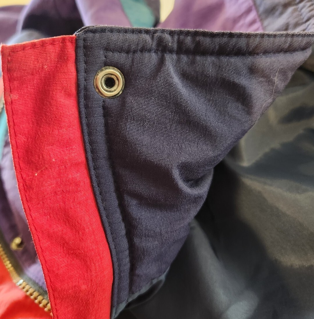 Vtg 90s HELLY HANSEN Windbreaker Mock Neck Zip Snap Jacket Blue Purple ...