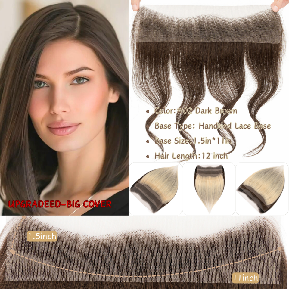 Women's Hairline Cover-UP Real Human Hair Front Top Lace Base Toupee ...